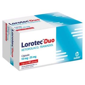 LOROTEC-DUOCAJA c/40 CAP 10 mg de Ketorolaco y 25 mg de Tramadol Caja ...